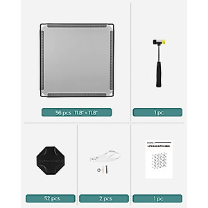 SONGMICS Cube Storage Organizer, Set of 16 Plastic Cubes, Book Shelf, Closet Organizers and Storage, Room Organization, Bedroom Living Room, 12.2 x 48.4 x 48.4 Inches, Gray ULPC442G01