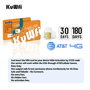 KuWFi 2GB Prepaid 4G LTE SIM Card for 30 Day Service Wireless Plan for Security Cameras, 4G Router- for Data, No Voice & Text No Contract IOT SIM Card