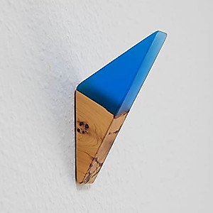 AVOCRAFTS Epoxy Wood Hook, Modern Wood Wall Hook, Wooden Hooks for Wall, Wooden Coat Hook, Minimalist Hooks, Towel Rack, Modern Hook (4 Pack, Blue)