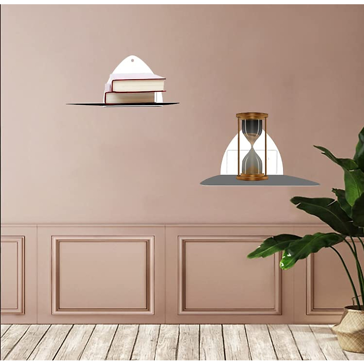 BAZASAX Invisible Floating Bookshelves, Floating Bookshelf for Wall, Heavy Duty Book Organizer, Metal Rustproof Hanging Book Shelves, Wall Mounted Book Shelf for Bedroom Bathroom Kitchen