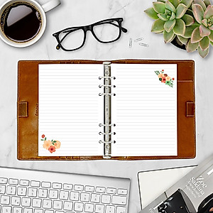 A5 Lined Flower Planner Insert Refill, Wide or College Ruled, 5.83″ x 8.27″, Fits 6-Rings Binders - Filofax, LV GM, Moterm, Choice of Quantity