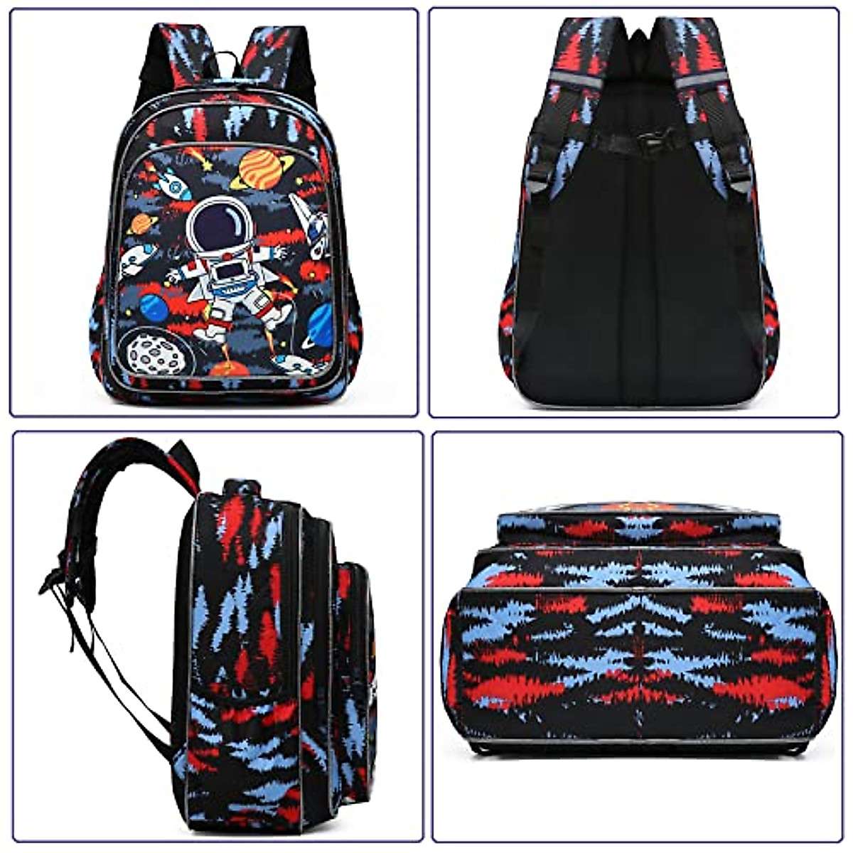 Kids Backpack for Boys - Dorlubel Elementary Kindergarten Preschool School Bag Multifunctional Cute Large Capacity Bookbag (Red Space Astronaut)