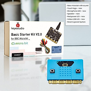 KEYESTUDIO Basic Starter Kit for BBC Micro bit V2, Graphical Programming Built-in Compass, Buttons, LED Matrix Display + Battery Holder & USB Cable for Microbit