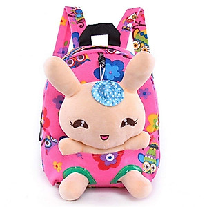 Suerico Rabbit Backpack Cute Kids Toddler Backpack Plush Toy Backpack Snack Travel Bag Pre-School Bags for Girls 1-5Years (Pink)