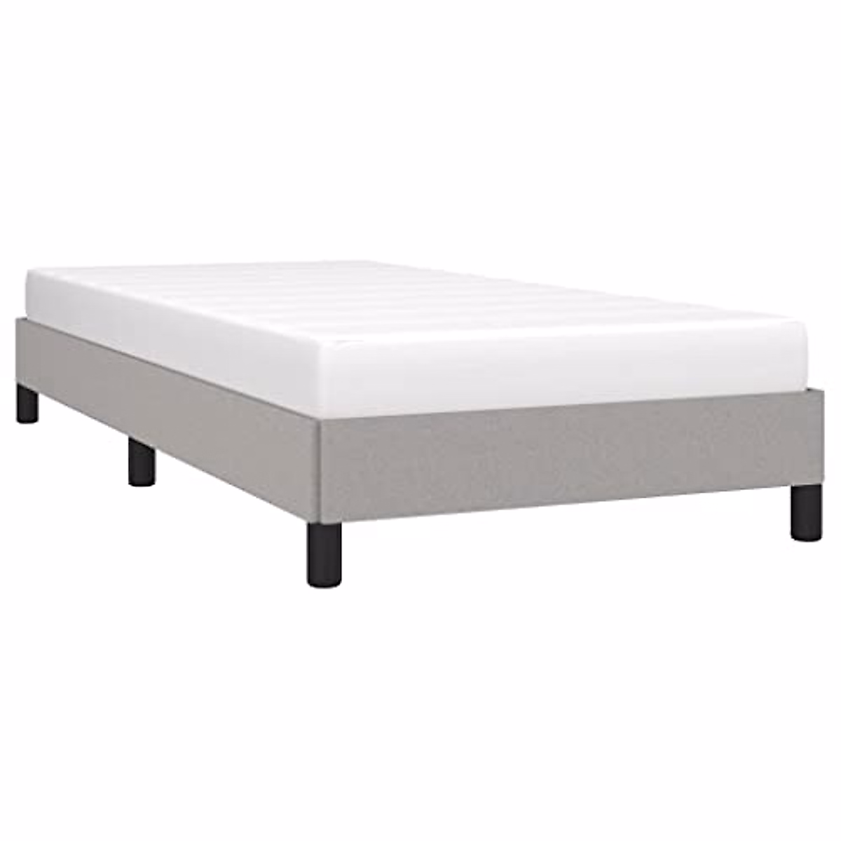 vidaXL Bed Frame Home Indoor Bedroom Bed Accessory Wooden Upholstered Single Bed Base Furniture Light Gray 39.4"x79.9" Twin XL Fabric