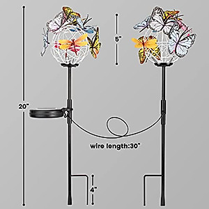 Mageky Solar Outdoor Lights, Butterfly Lights Garden Decorative Solar Stake Lights with 12 Butterflies 6 Dragonflies Ground Lights Waterproof for Patio Garden Yard Pathway 2 Pack