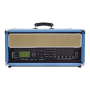 Sound Town Vintage 4U Amp Rack Case, 12.5" Depth with Rubber Feet, Dust Cover, Kickstand, Beau Blue (STVRC-4BL)