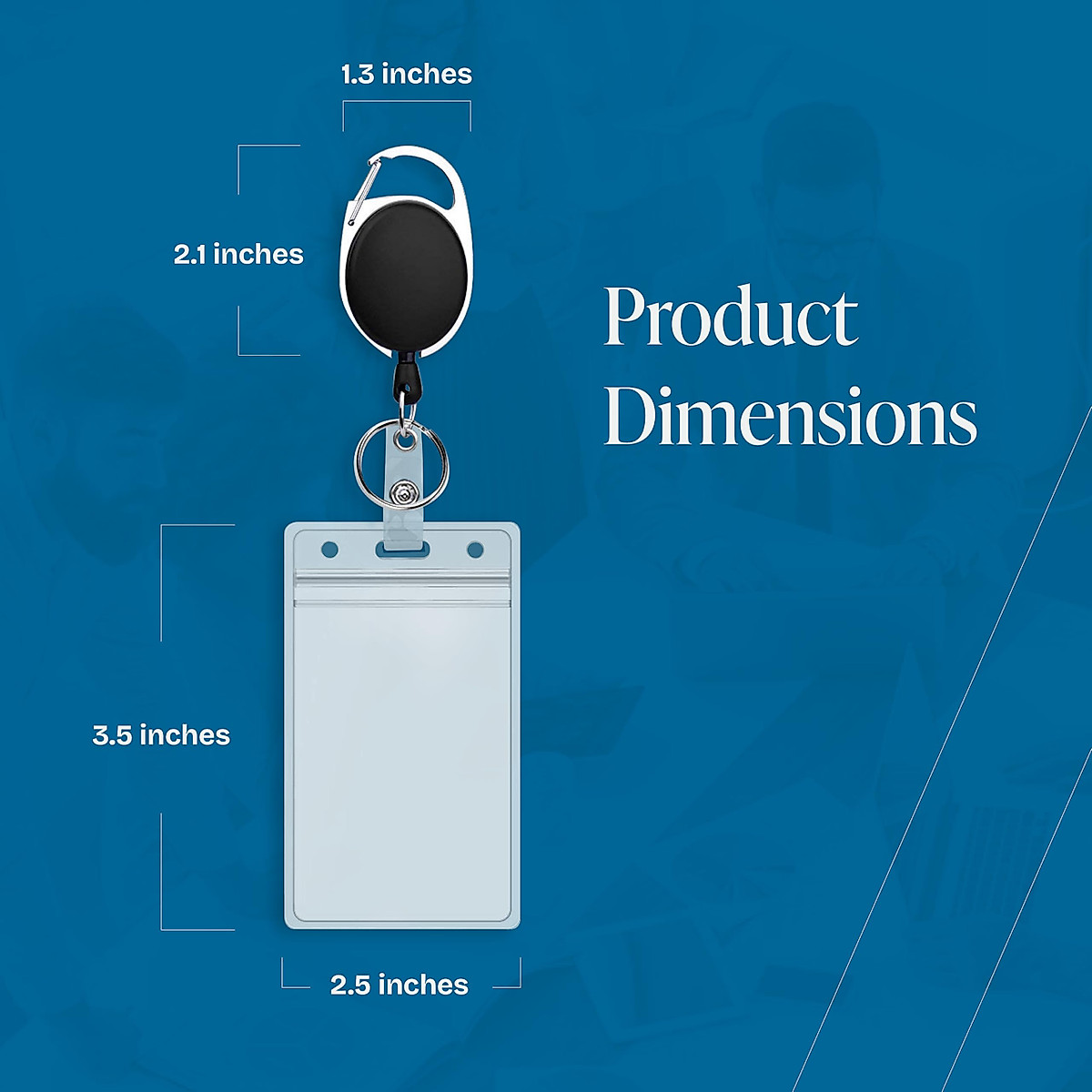 2 Pack ID Badge Holder With Clip – Badge Reels Retractable Heavy Duty – Clear Id Card Holder Retractable – Vertical Lanyard Id Holder with Carabiner Badge Reel – Badge Holders with 24 inches Pull Cord