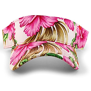 Trendy Apparel Shop Tropical Flower Hibiscus Pattern Print Summer Visor Cap - Pink