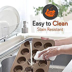 NutriChef Non-stick Carbon Steel Muffin Pans - Pair of Cupcake Cookie Sheet Pan Style for Baking, Professional Kitchen Muffin Bake Pans, 2 pc. Muffin Pans w/ 12 Cups Cupcake Baking Tray -