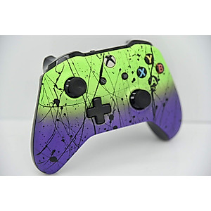 Hand Airbrushed Fade Custom Controller - Compatible with Xbox One (Matte Green & Purple)