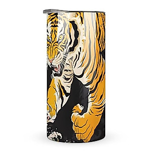 Japanese Tiger Wave Funny Coffee Mug Stainless Steel Travel Insulated Tumbler Double Wall Water Cup 10 Oz