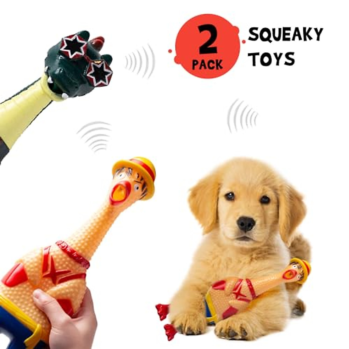 Lufei Squeaky Rubber Chicken Dog Toy - Screaming Dinosaur Squeaky for Small/Medium Dogs