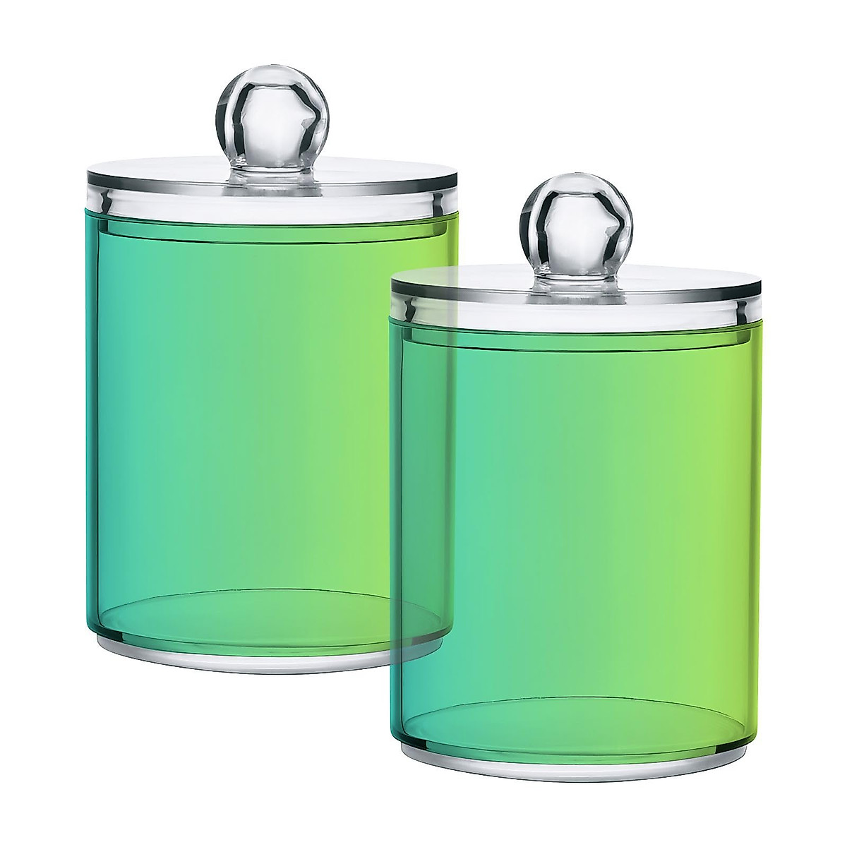 Blue Yellow Gradient 2 Pack Qtip Holder Organizer Dispenser Plastic Bathroom Jars Storage Containers with Lids Clear Bathroom Organizer Dispenser for Bathroom Accessories