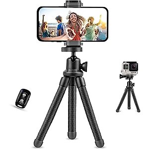 Eicaus Portable and Flexible Phone Tripod Stand for Cellphones, Compact Mini Tripod with Remote for Video Recording, Vlogging and Travel Photography(Rubber)