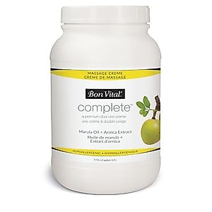 Bon Vital Complete Massage Creme, Premium Dual Use Cream for Hypoallergenic Professional Massages, Non Greasy Unscented Moisturizer Made with Marula, Olive, Avocado, & Jojoba Oil, 1 Gallon