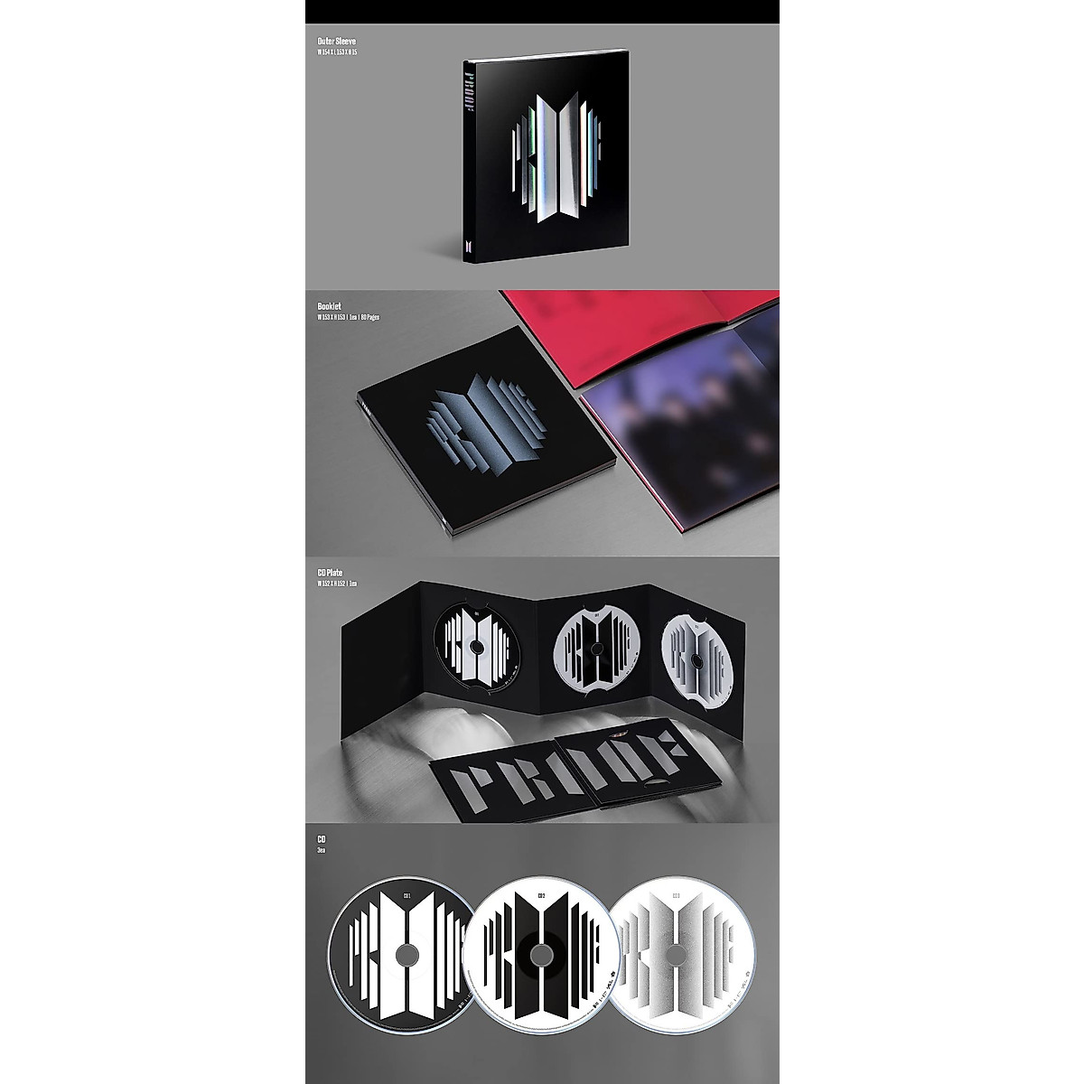 Dreamus BTS - Proof Standard+Compact Edition SET [BTS Anthology Album] 6CD+1Folded Poster, 188 x 250 x 59 mm (BHE0116)