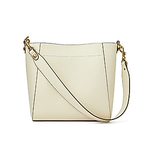 Leather Bucket Tote Bag For Women Medium Hobo Shoulder Purse And Handbags (4-Off White)
