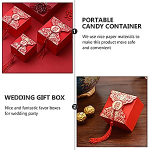 KESYOO 20pcs Wedding Party Favor Boxes Chinese Style Xi Candy Chocolate Gift Boxes with Tassels for Wedding Baby Shower Birthday Party (Red) L