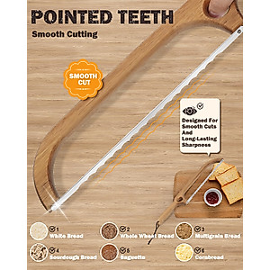 WENNXI Sourdough Bread Knife, 16" Wooden Serrated Bread Slicer Gift for Friends Fiddle Bow Design Easy to Cutting, Sourdough Cutter for Homemade - Premium Stainless Steel