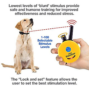 Educator E-Collar Humane Dog Training Collar with Remote, Features 100 Levels of Safe Stimulation, Tapping Sensation, Night Light, Waterproof, Rechargeable, 1/2 Mile 1 Dog, Yellow