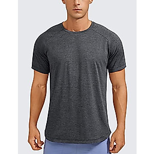 CRZ YOGA Men's Lightweight Short Sleeve T-Shirt Quick Dry Workout Running Athletic Tee Shirt Tops Carbon Heather X-Large