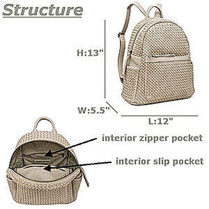 SHOMICO Women Backpack Purse Woven Trendy Stylish Casual Dayback Handbag (Large Beige Woven)