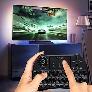 reiie (Backlit Version) H9+ Mini Keyboard,2.4GHz Wireless Mini Handheld Smart TV Remote Keyboard with Touchpad for PC,Raspberry Pi 2, Pad, Smart TV, Android TV Box, Windows 7 8 10