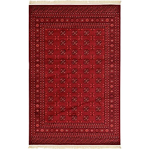 Rugs.com Bokhara Collection Rug – 6' x 9' Red Low Rug Perfect for Bedrooms, Dining Rooms, Living Rooms