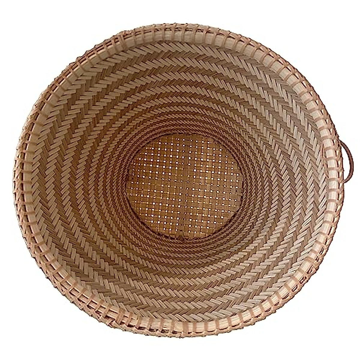 PANWA Handmade 100% Natural Traditional Thai Bamboo Wicker Sticky Rice Cooking Basket Lucky Elephant Weave with Large Size with 24x24 Inch Cheesecloth Wrap and Vintage Wooden Paddle