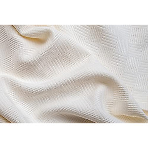 Maura All Season Bamboo Cotton Decorative Thermal Bed Blankets, Classic Basket Wave Breathable, Super Soft, Cozy Blanket and Perfect for Layering Any Bed. King Large Size 108”x 90”