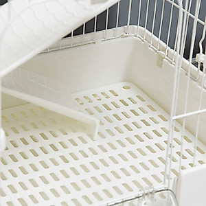 PawHut 4-Level Small Animal Cage Rabbit Hutch with Wheels, Removable Tray, Platform and Ramp for Bunny, Chinchillas, Ferret, White