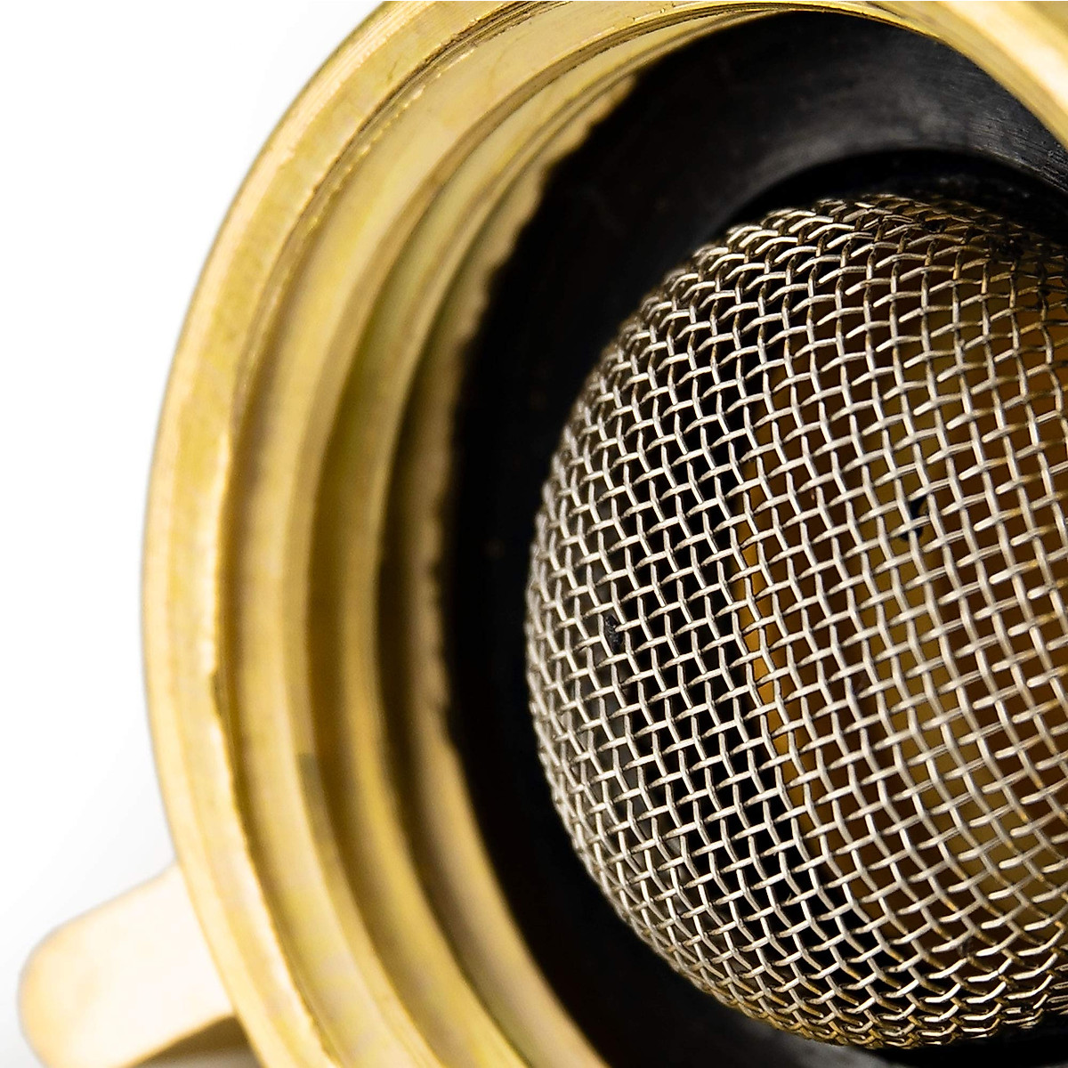 RecPro RV 90 Degree Hose Elbow with Mesh Strainer | Solid Brass Garden Hose Elbow Adapter for RV Water Hose | City Water Inlet Elbow Fitting | Prevents Hose Crimping and Strain