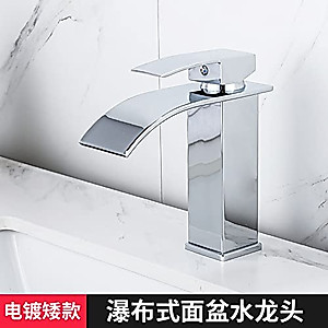 Black Lacquered Waterfall Faucet hot and Cold countertop Basin washbasin Toilet Bathroom Cabinet Single Hole Faucet, Gold