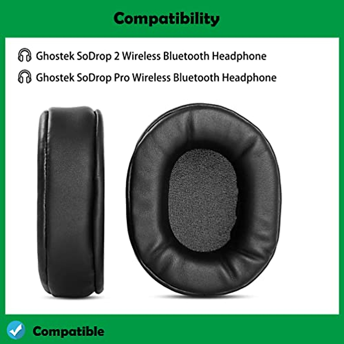 DowiTech Enhanced Sound Headset Ear Cushions Replacement Ear Pads Headphone Earpads Compatible with Ghostek SoDrop 2 soDrop Pro Wireless Bluetooth Headphone