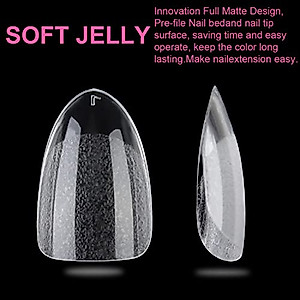 UNA GELLA Short Oval Almond Fake Nails 504pcs Press on Nails Pre-shape Short Almond Round Gel Nail Tips for Full Cover Acrylic False Nails For Nail Extension Home DIY Salon 12 Sizes False Gelly Tips