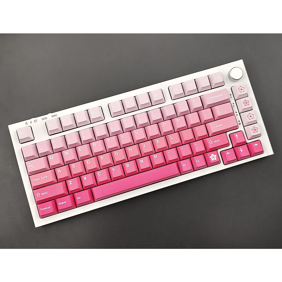 Benemate Peach Blossom Wonderland Upgraded Gradient Keys, 108 Keycap + 30 Keycap Set, Dye-Sublimation PBT Custom Keycaps for DIY Mechanical Gaming Keyboards