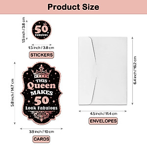 REWIDPARTY Rose Gold 50th Birthday Party Invitations with Envelopes & Stickers（Set of 15） 50th Birthday Shaped Fill-in Invitations Happy 50th Birthday Invites Cards Birthday Party Supplies for Women