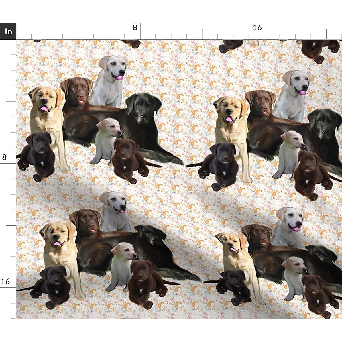 Spoonflower Fabric - Labrador Retriever Retrievers Lab Dogs Animals Paisley Pastel Printed on Petal Signature Cotton Fabric Fat Quarter - Sewing Quilting Apparel Crafts Decor