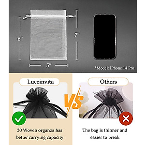 Luceinvita 100pcs Olive Green Organza Favor Bags, 5x7 Inches Wedding Gift Bags Sheer Mesh Bags with Drawstring for Jewelry Candy Soaps Baby Shower Sample Pouches