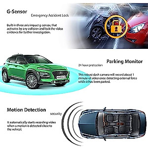 4K Dual Dash Cam, 200mAh Battery, Front and 1080P Inside Car Driving Recorder, IR Night Vision for Taxi Driver, 170° Wide Angle, WDR, G-Sensor, Parking Monitor, Loop Recording, Support GPS 128GB Max