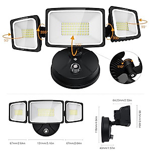 Onforu 60W LED Dusk to Dawn Security Lights, 6000LM Exterior Flood Light, IP65 Waterproof Outdoor 3 Adjustable Heads Photocell Lights Fixture, 6500K White Floodlights for Garage, Patio, Yard