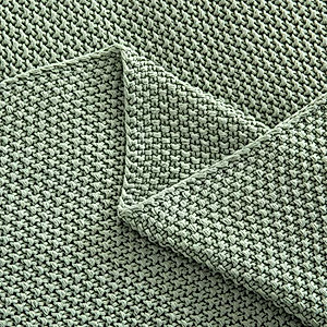 Revdomfly Sage Green Knitted Throw Blanket for Couch, 100% Cotton Cable Knit Throw Blanket Soft Cozy Decorative Sofa Chair Blankets, 50" x 60", Sage Green