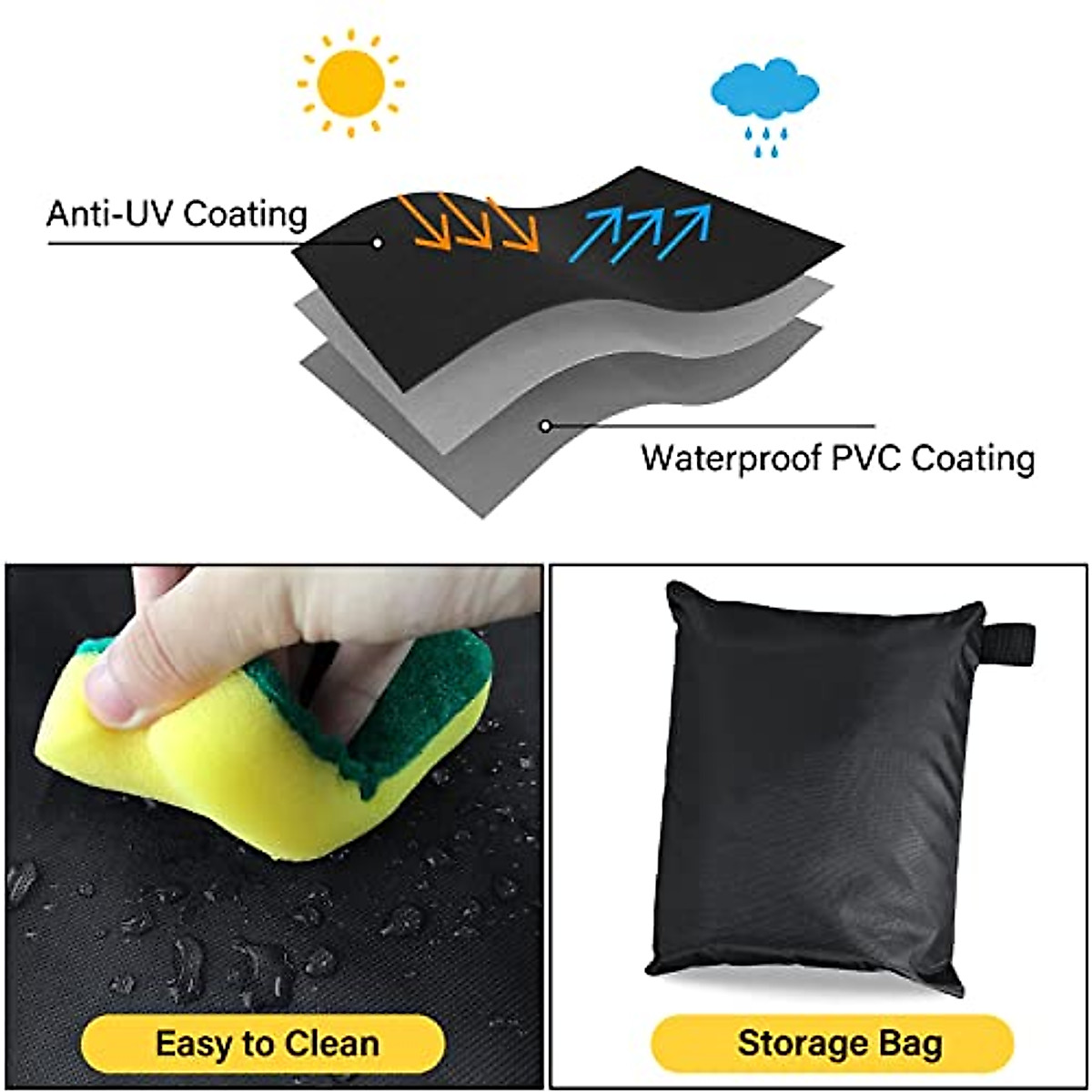 AKEfit Black Patio Furniture Covers 500D Outdoor Furniture Covers Waterproof Heavy Duty Tear-Resistant Garden Furniture Covers for Extra Large Fits for 12 Seats L126 x W63 x H28