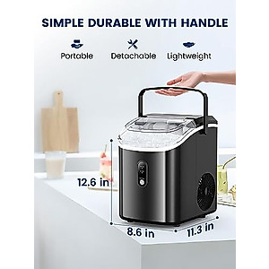 Kndko Nugget Ice Maker Countertop,34lbs/Day,Portable Crushed Ice Machine,Self Cleaning with One-Click Design & Removable Top Cover,Soft Chewable Pebble Ice Maker for Home Bar Camping RV,Black Basic