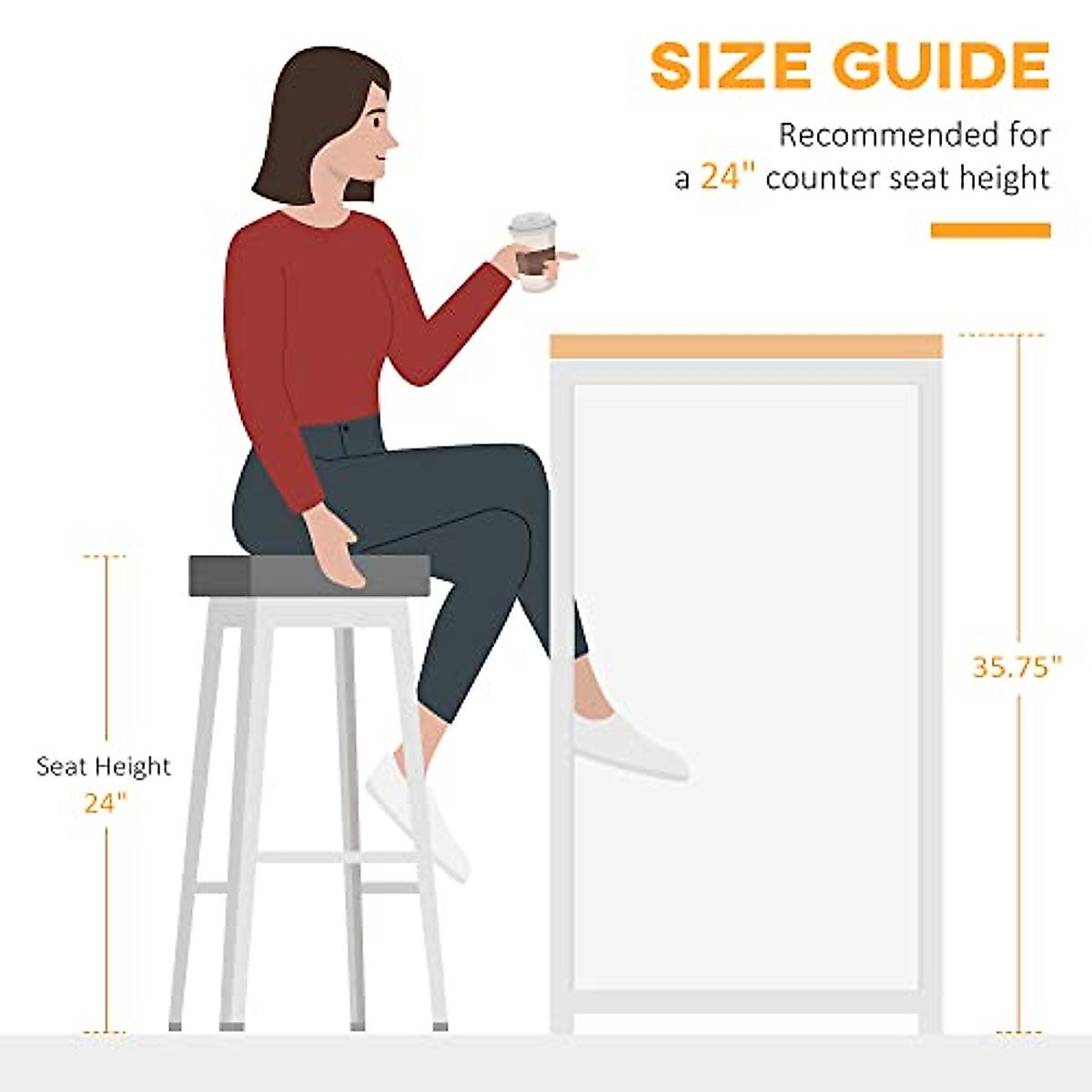 HOMCOM Industrial Bar Table with Steel Frame, Counter Height Table Pub Table for Kitchen Dining Room Cafe, Brown/Black