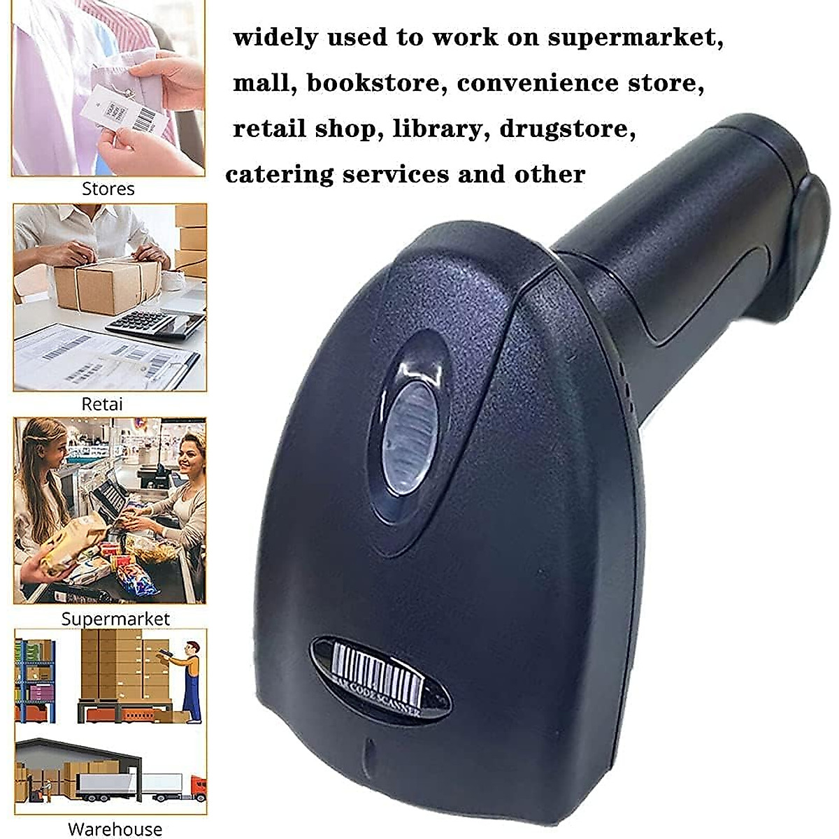 Wireless Bluetooth Barcode Scanner Automatic 2D QR Code Scanner Wireless for POS System, 1D PDF417 Screen Scanning Barcode Reader for Warehouse Inventory,Supermarket,Retail Shop