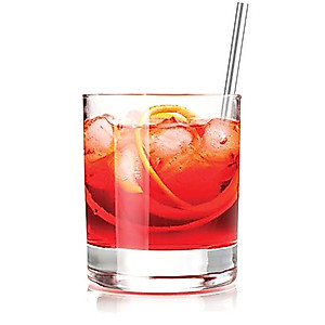 HIC Kitchen Bar Reusable Cocktail Straws, 18/8 Stainless Steel, Set of 4 Straws with Cleaning Brush