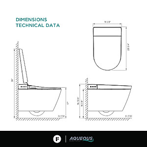 Aqueous In-Wall Smart Toilet Combo Set – Complete System with Toilet Bowl, Bidet Toilet Seat, Tank, Carrier for 2x4 Studs, Chrome Push Buttons, Round and Elongated Compatibility