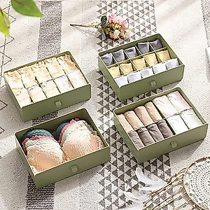 Tynulox Sock Underwear Organizer Dividers | 15 Cell Stackable Plastic Closet Drawer | White Storage Bin for Bra, Socks, Ties, Cable, Decor